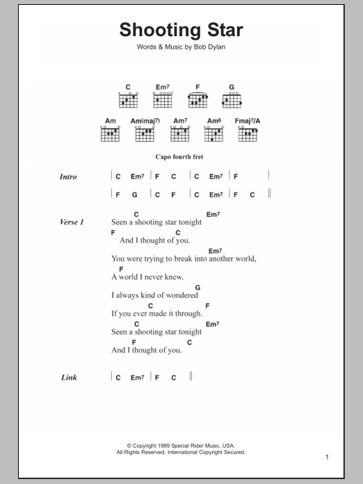 Shooting Star By Bob Dylan Guitar Chords Lyrics Guitar Instructor Shooting Star By Bob Dylan Guitar Chords Lyrics Guitar Instructor