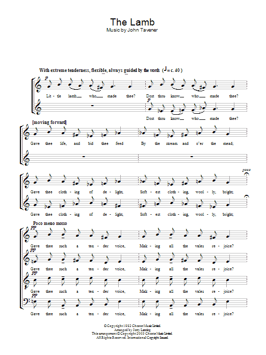 The Lamb By John Tavener Sheet Music For SATB Choir At Sheet Music Direct