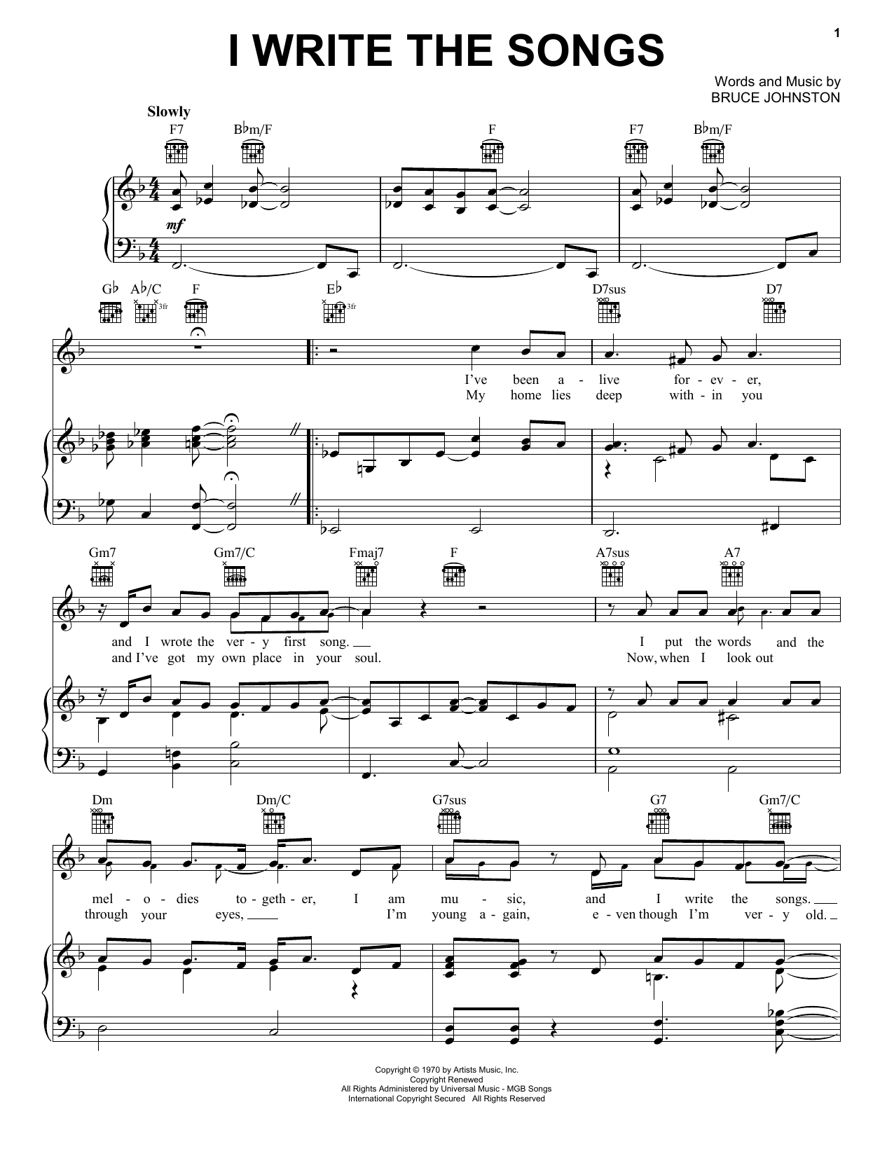 I Write The Songs Sheet Music By Barry Manilow Piano Vocal Guitar I Write The Songs Sheet Music By Barry Manilow Piano Vocal Guitar