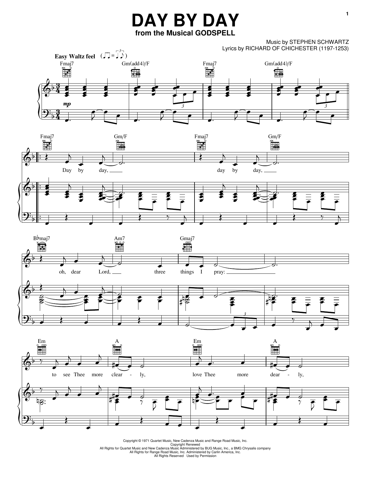 Day By Day from Godspell Sheet Music Stephen Schwartz Piano Day By Day from Godspell Sheet Music Stephen Schwartz Piano