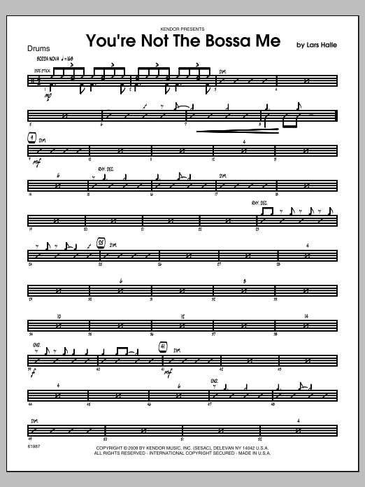 You're Not The Bossa Me - Drums Sheet Music | Halle | Jazz Ensemble