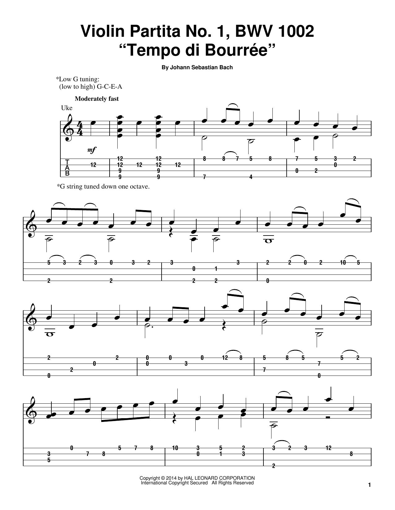 Tempo Di Bourree BWV 1002 By Johann Sebastian Bach Ukulele Guitar Tempo Di Bourree BWV 1002 By Johann Sebastian Bach Ukulele Guitar