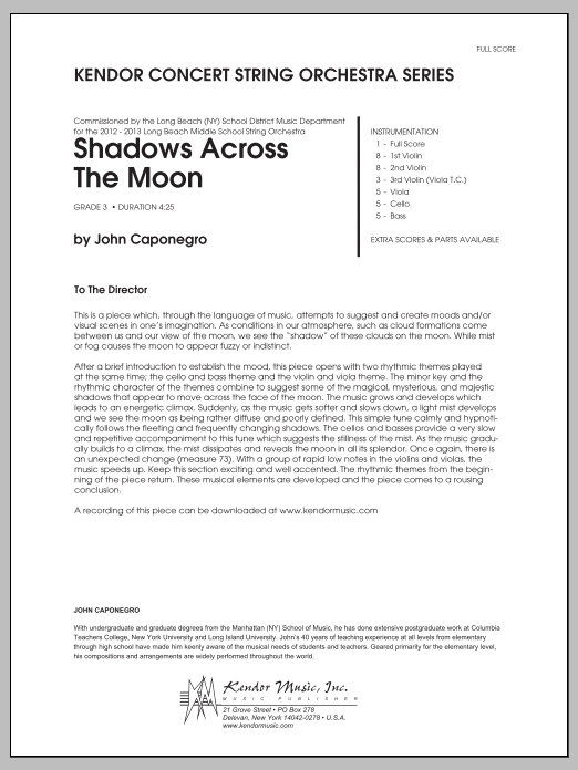 Shadows Across The Moon - Conductor Score (Full Score) Sheet Music ...
