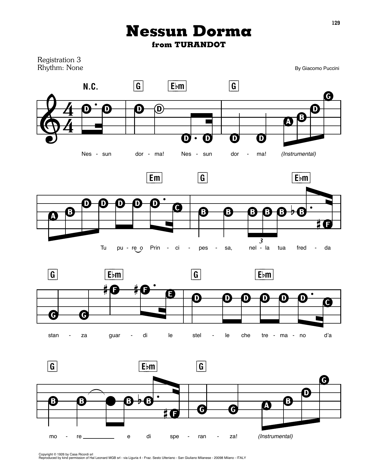 Nessun Dorma By Luciano Pavarotti Sheet Music For E Z Play Today At Nessun Dorma By Luciano Pavarotti Sheet Music For E Z Play Today At