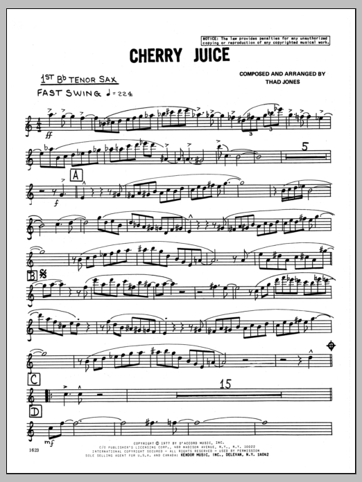Cherry Juice 1st Bb Tenor Saxophone Sheet Music Thad Jones Jazz cherry-juice-1st-bb-tenor-saxophone-sheet-music-thad-jones-jazz