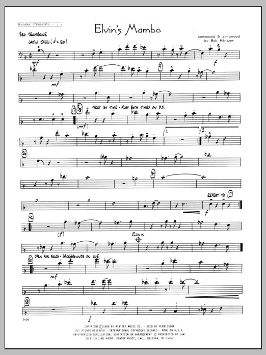 Elvin's Mambo - 3rd Trombone Sheet Music | Bob Mintzer | Jazz Ensemble