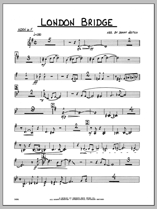 London Bridge - Horn in F Sheet Music | Sammy Nestico | Jazz Ensemble