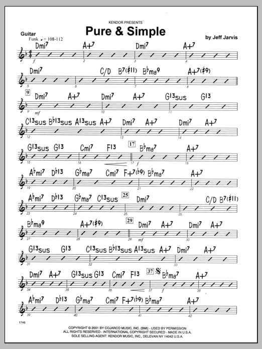 Pure & Simple - Guitar Sheet Music | Jeff Jarvis | Jazz Ensemble