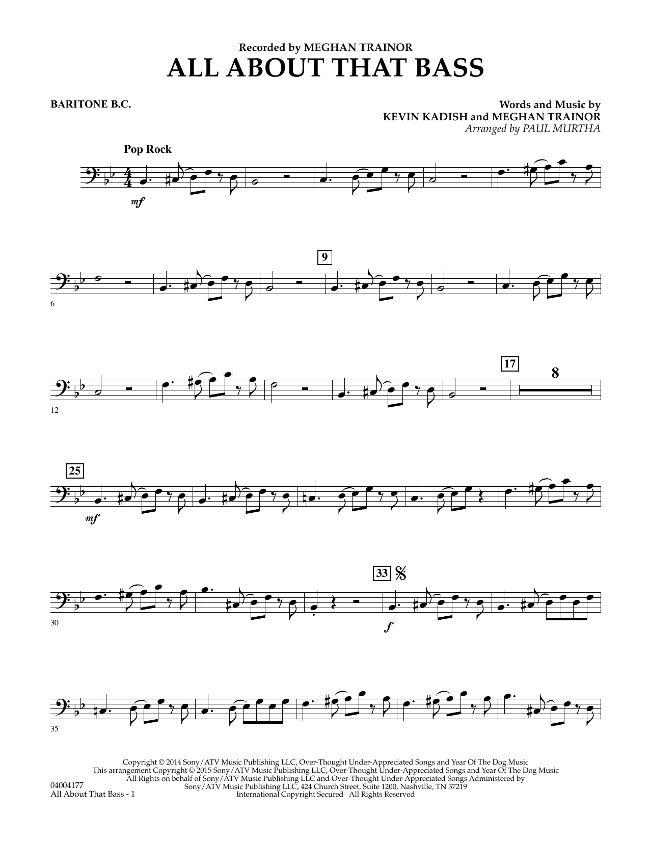 All About That Bass Baritone B C Sheet Music Paul Murtha Concert