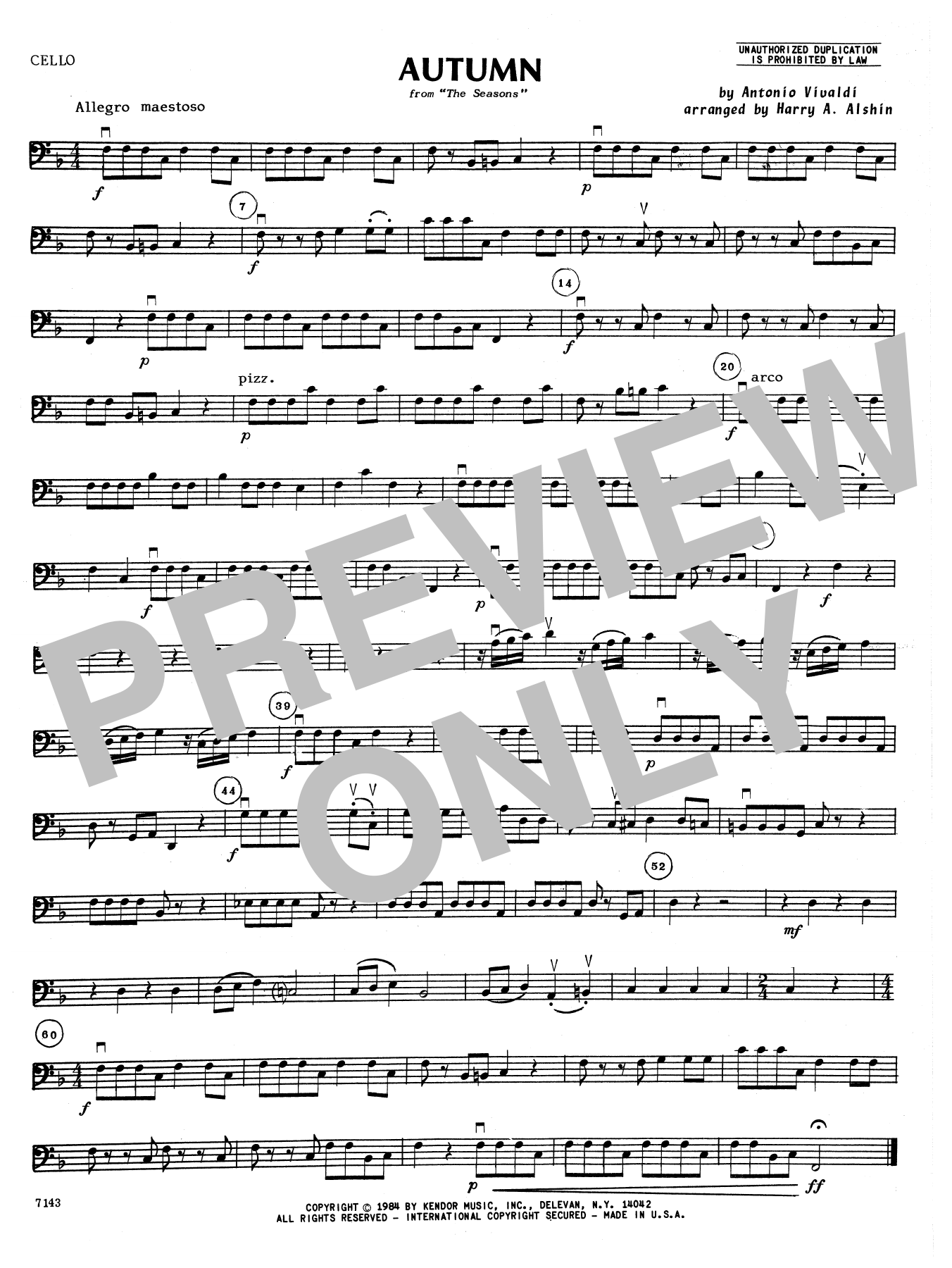 Autumn - Cello Sheet Music | Alshin | Orchestra