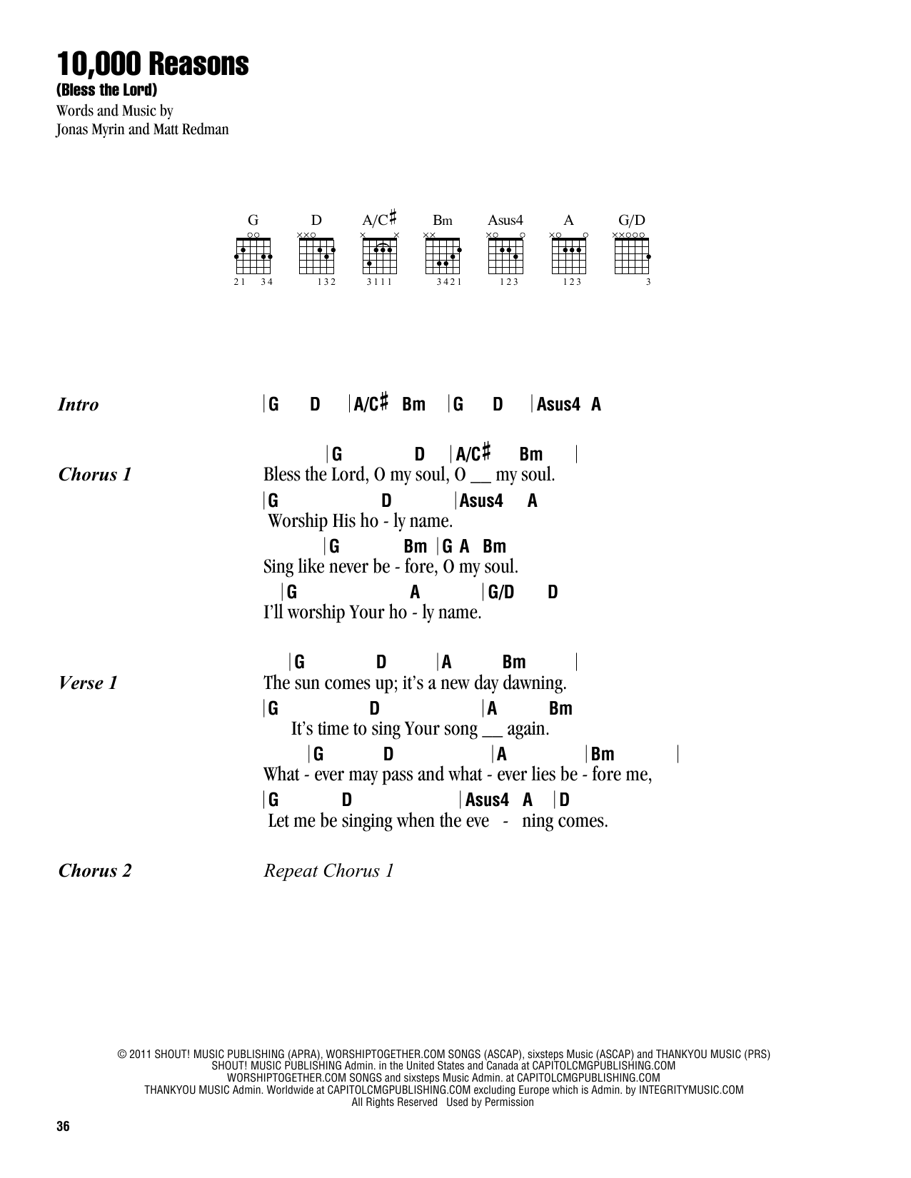 10 000 Reasons Bless The Lord Sheet Music Matt Redman Guitar 10 000 Reasons Bless The Lord Sheet Music Matt Redman Guitar