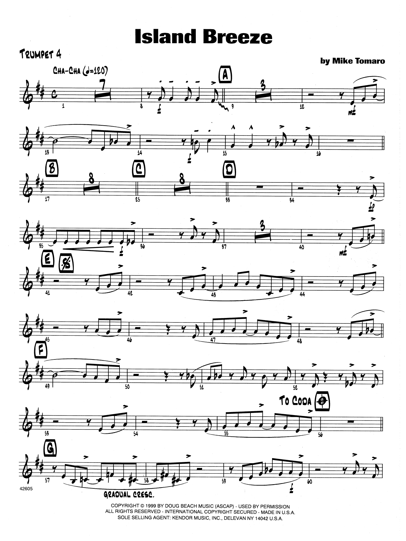 Island Breeze - 4th Bb Trumpet Sheet Music | Mike Tomaro | Jazz Ensemble