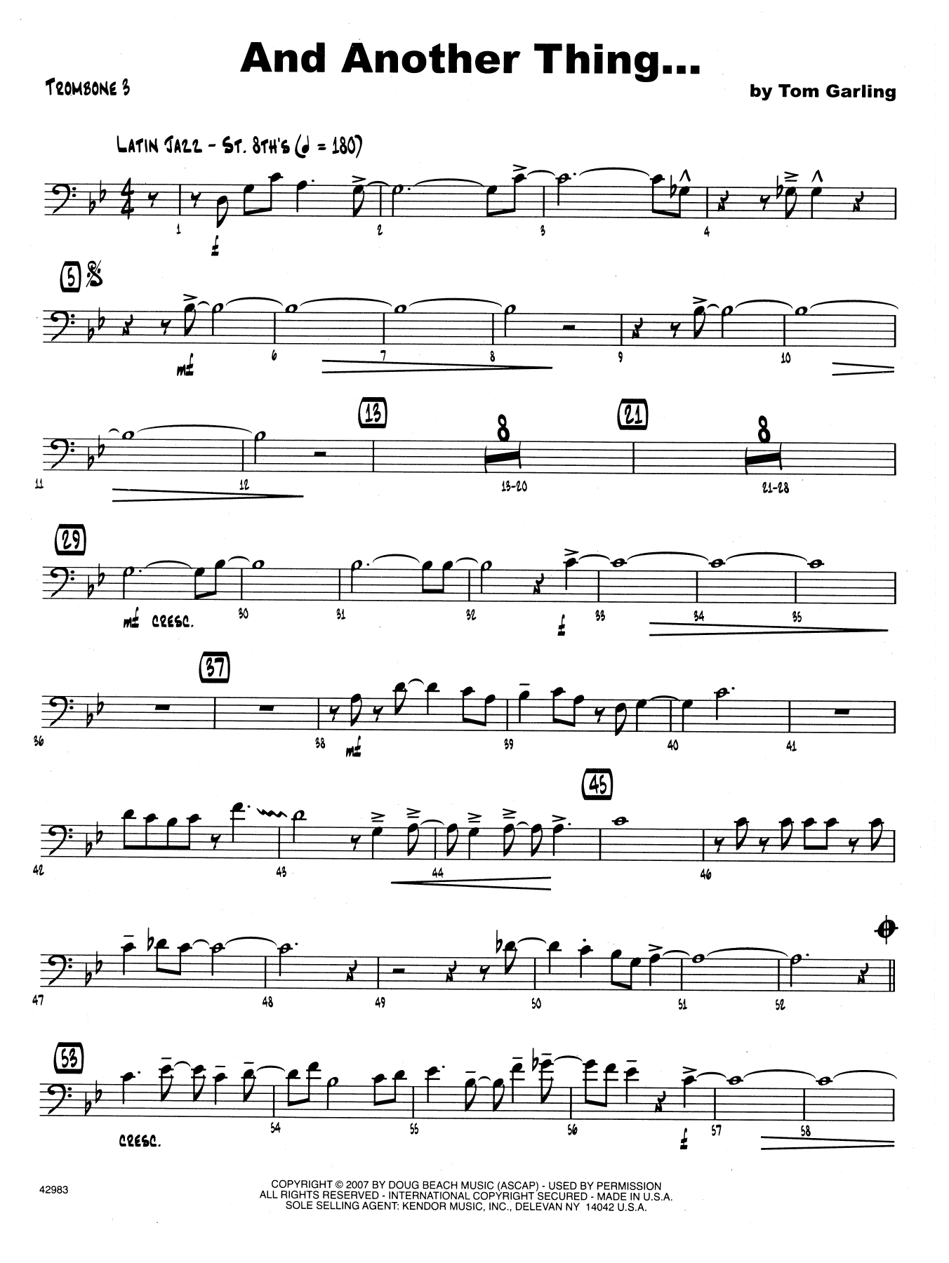 And Another Thing - 3rd Trombone Sheet Music | Tom Garling | Jazz Ensemble