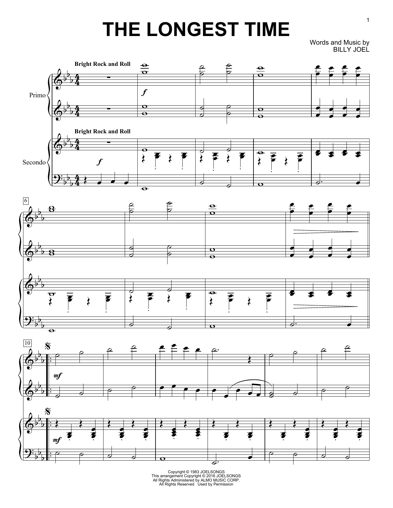 The Longest Time Sheet Music Direct