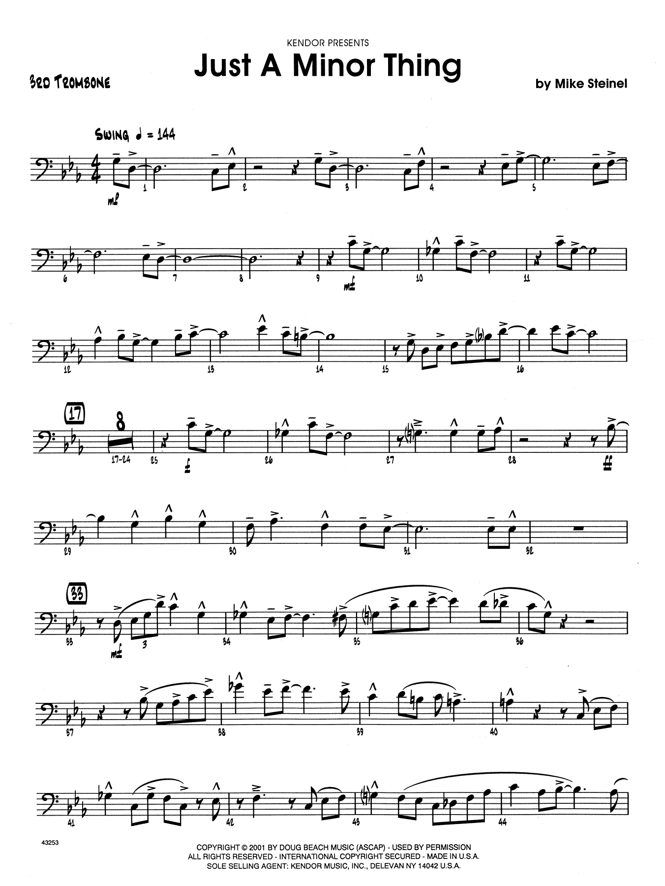 Just A Minor Thing - 3rd Trombone Sheet Music | Mike Steinel | Jazz ...