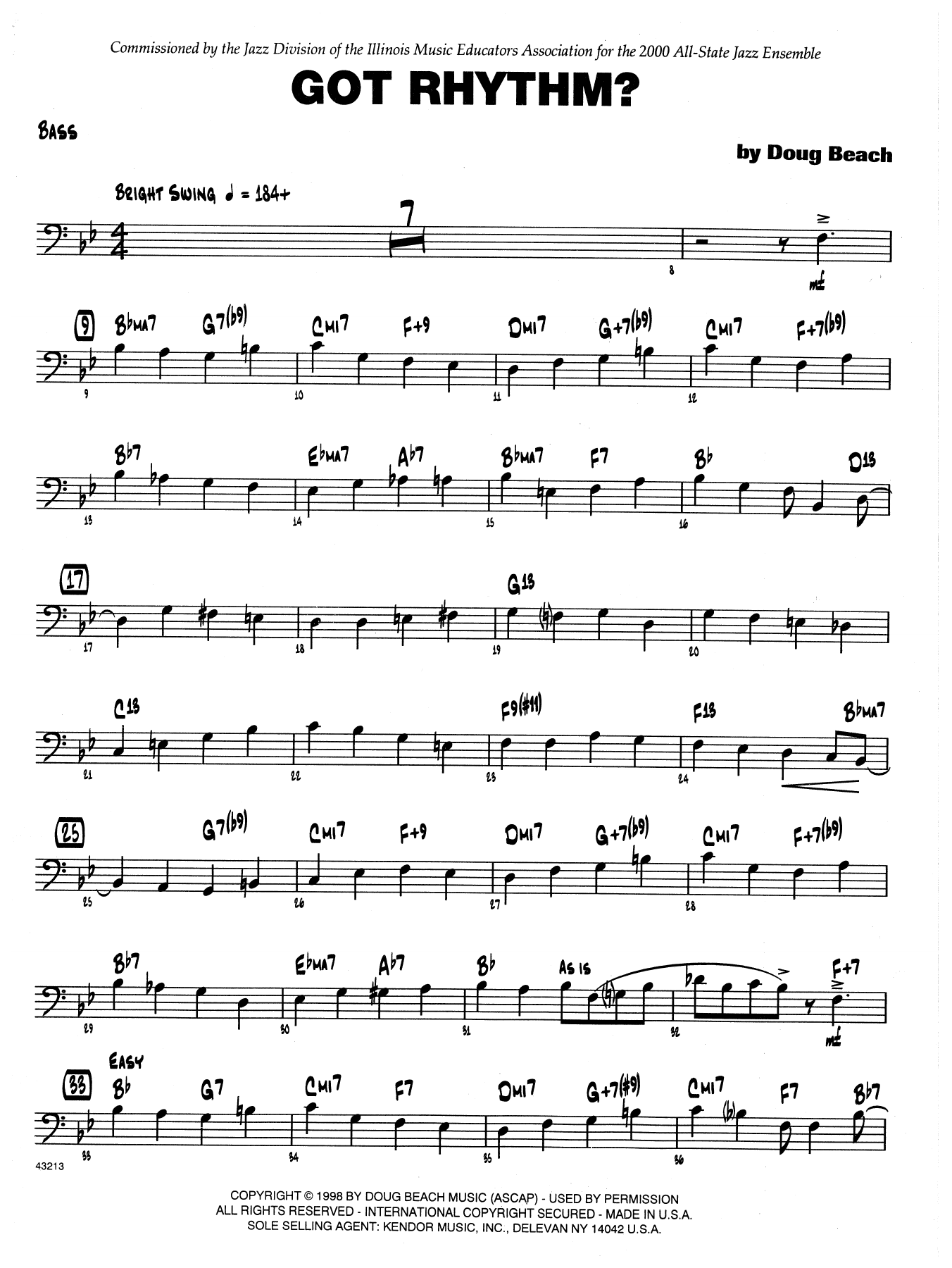 Got Rhythm? - Bass Sheet Music | Doug Beach | Jazz Ensemble