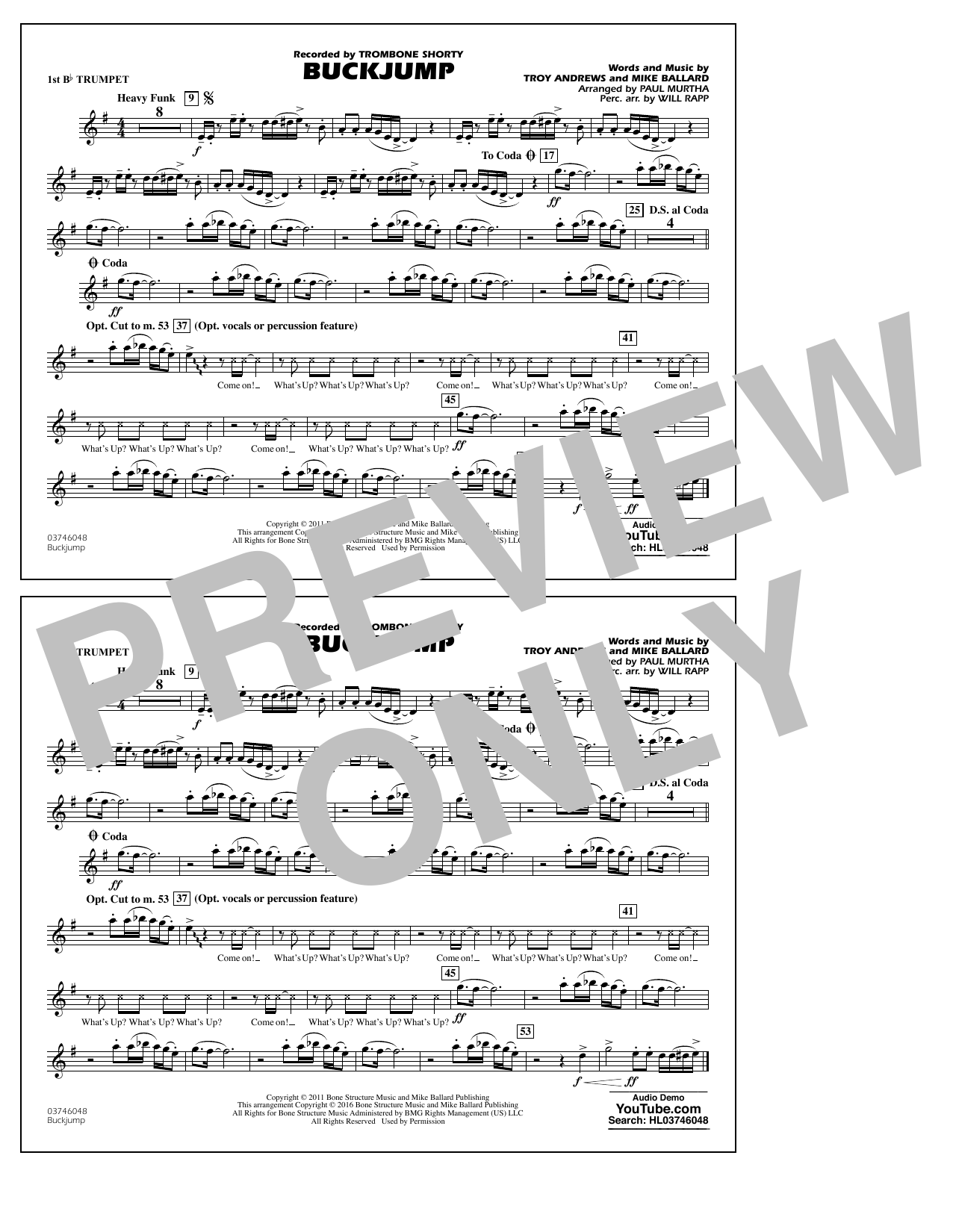 Buckjump 1st Bb Trumpet Sheet Music Paul Murtha Marching Band Buckjump 1st Bb Trumpet Sheet Music Paul Murtha Marching Band