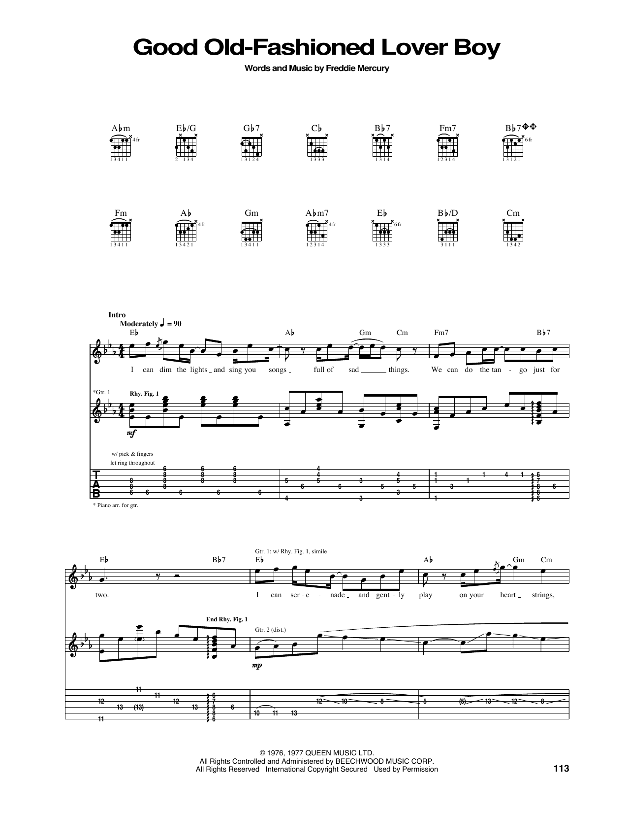 Good Old Fashioned Lover Boy By Queen Sheet Music For Guitar Tab At Good Old Fashioned Lover Boy By Queen Sheet Music For Guitar Tab At
