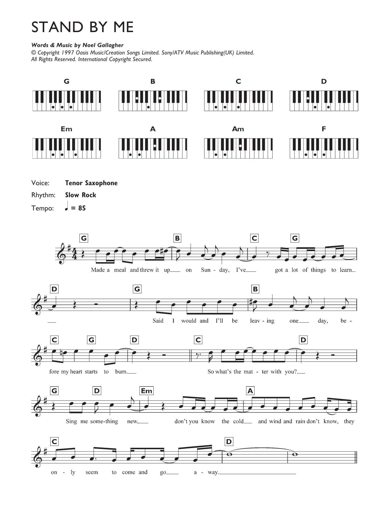 Stand By Me Sheet Music Oasis Piano Chords Lyrics Stand By Me Sheet Music Oasis Piano Chords Lyrics
