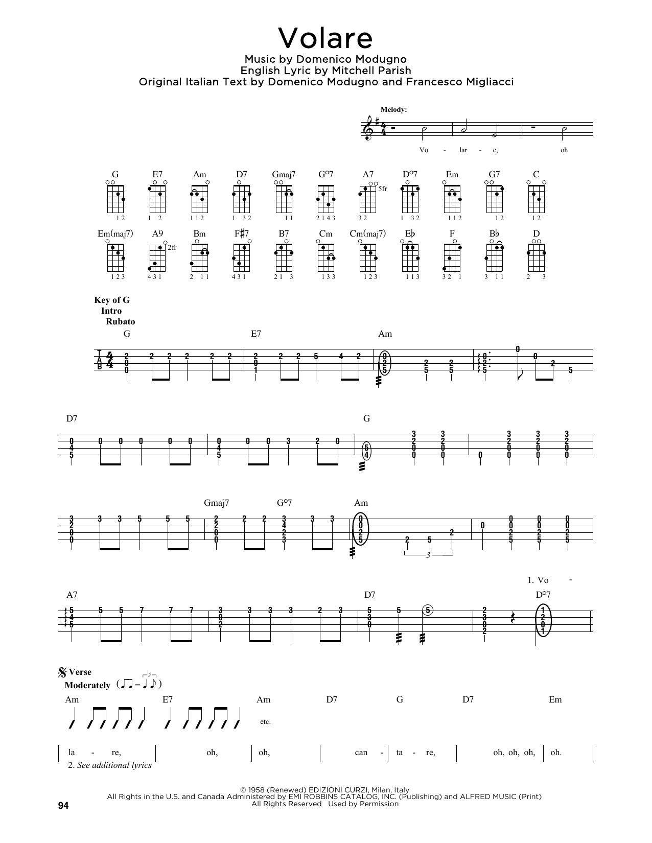 Volare (arr. Fred Sokolow) by Domenico Modugno - Mandolin - Guitar ...