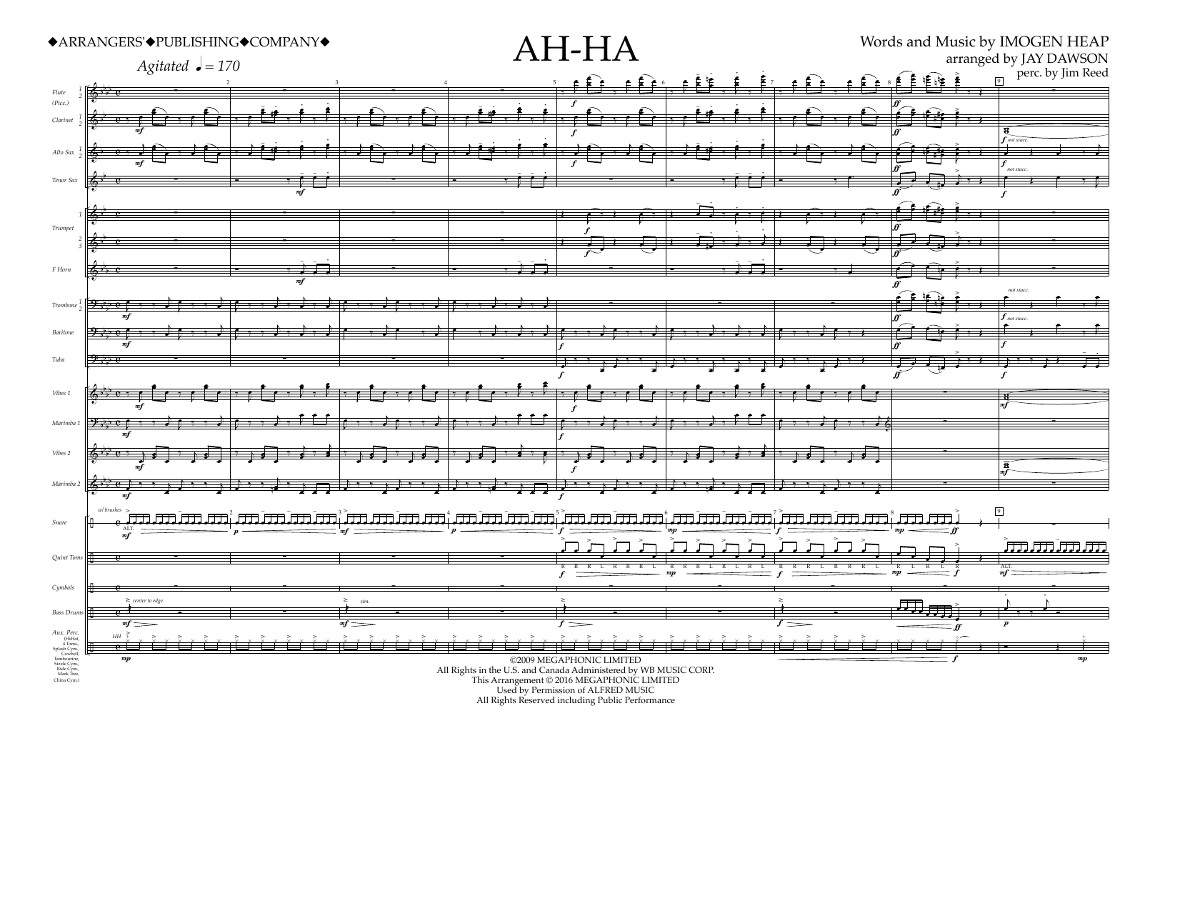 Ah ha Sheet Music Jay Dawson Marching Band