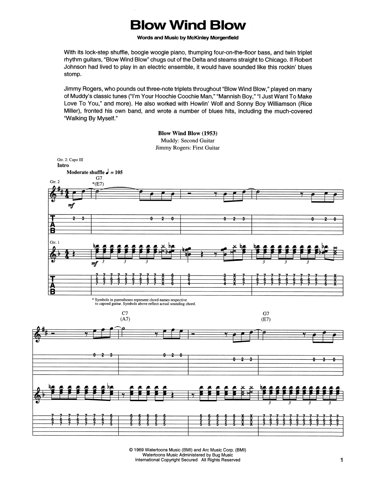 Blow Wind Blow By Muddy Waters Sheet Music For Guitar Tab At Sheet