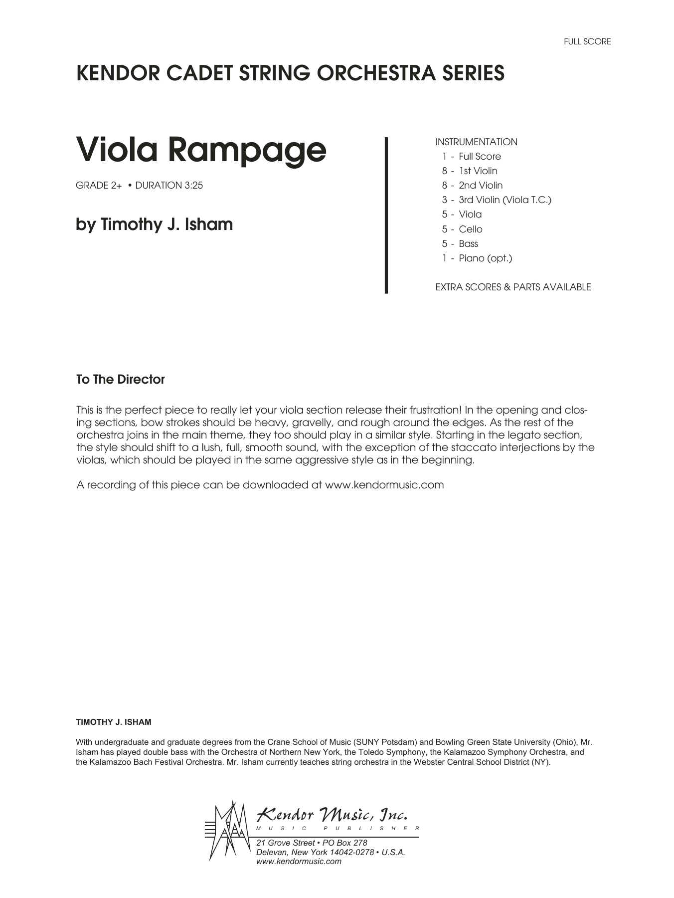 Viola Rampage - Full Score Sheet Music | Timothy Isham | Orchestra
