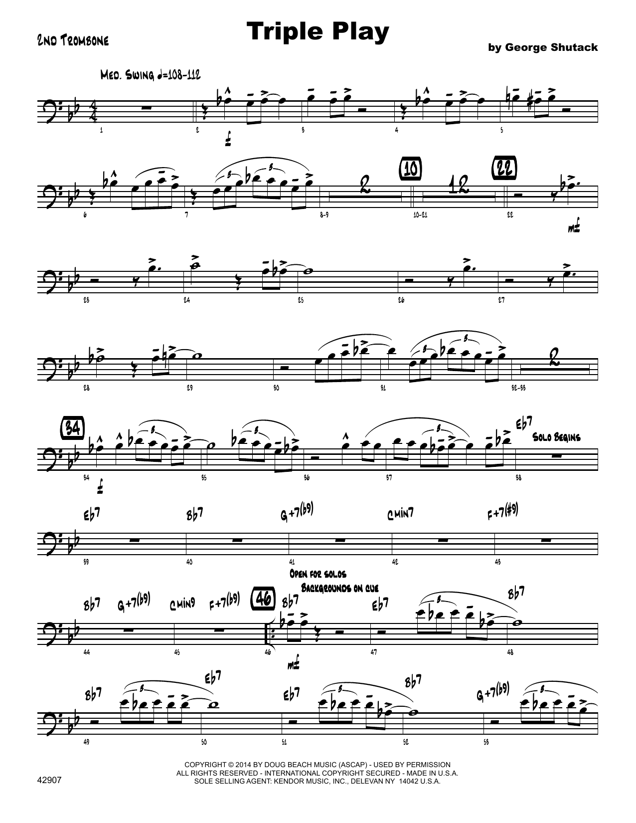 Triple Play - 2nd Trombone Noten | George Shutack | Jazzensemble