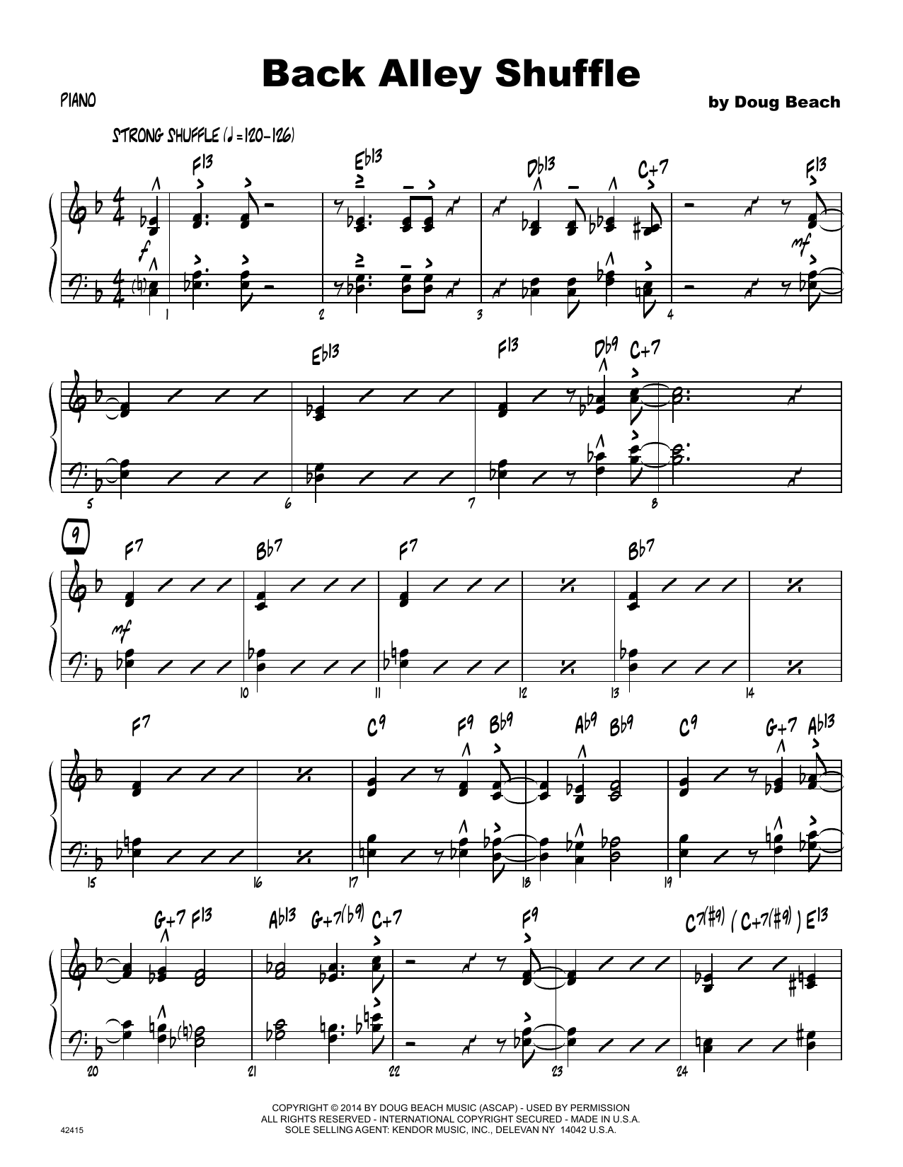 Back Alley Shuffle - Piano Sheet Music | Doug Beach | Jazz Ensemble