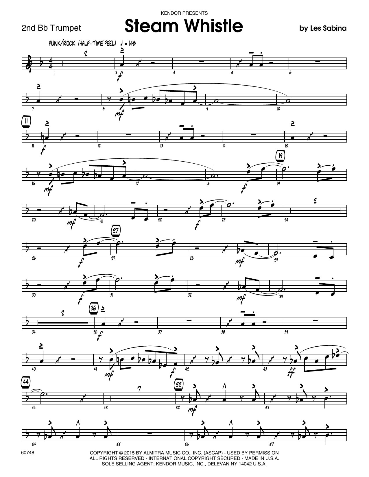 Steam Whistle - 2nd Bb Trumpet Sheet Music | Les Sabina | Jazz Ensemble