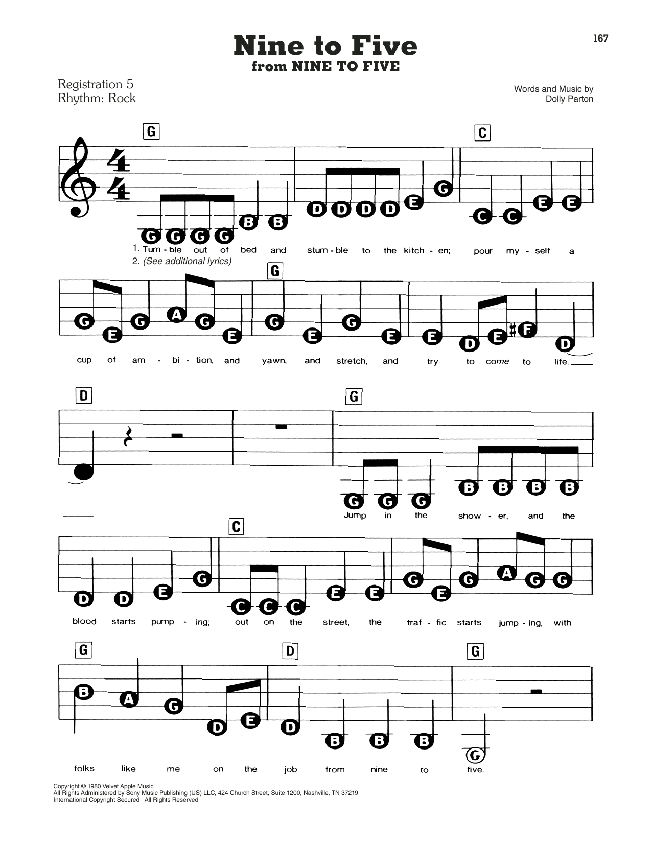 Nine To Five By Dolly Parton Sheet Music For E Z Play Today At Sheet