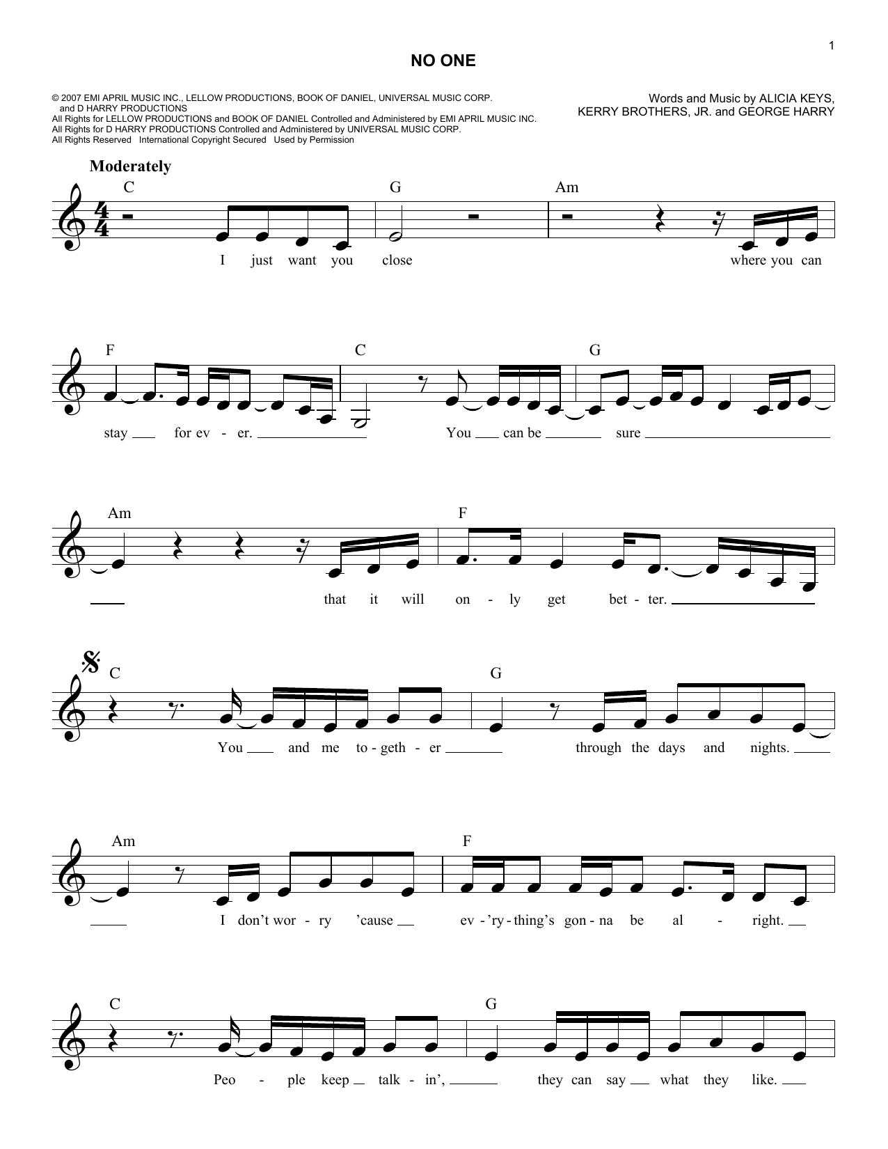 No One Sheet Music Alicia Keys Lead Sheet Fake Book No One Sheet Music Alicia Keys Lead Sheet Fake Book