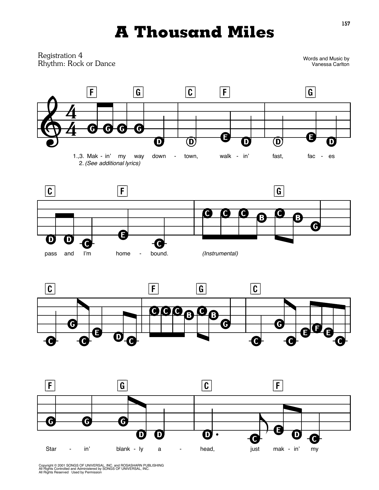 A Thousand Miles By Vanessa Carlton Sheet Music For E Z Play Today At A Thousand Miles By Vanessa Carlton Sheet Music For E Z Play Today At