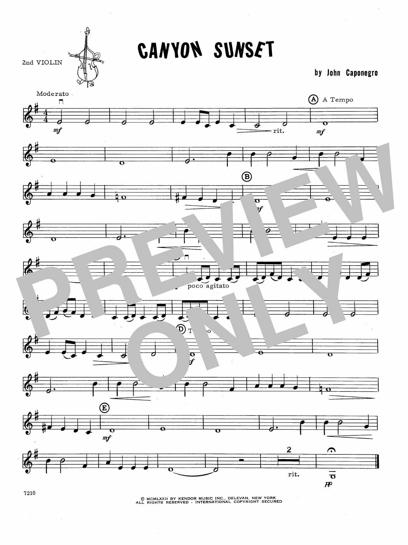 Canyon Sunset - 2nd Violin Sheet Music | John Caponegro | Orchestra