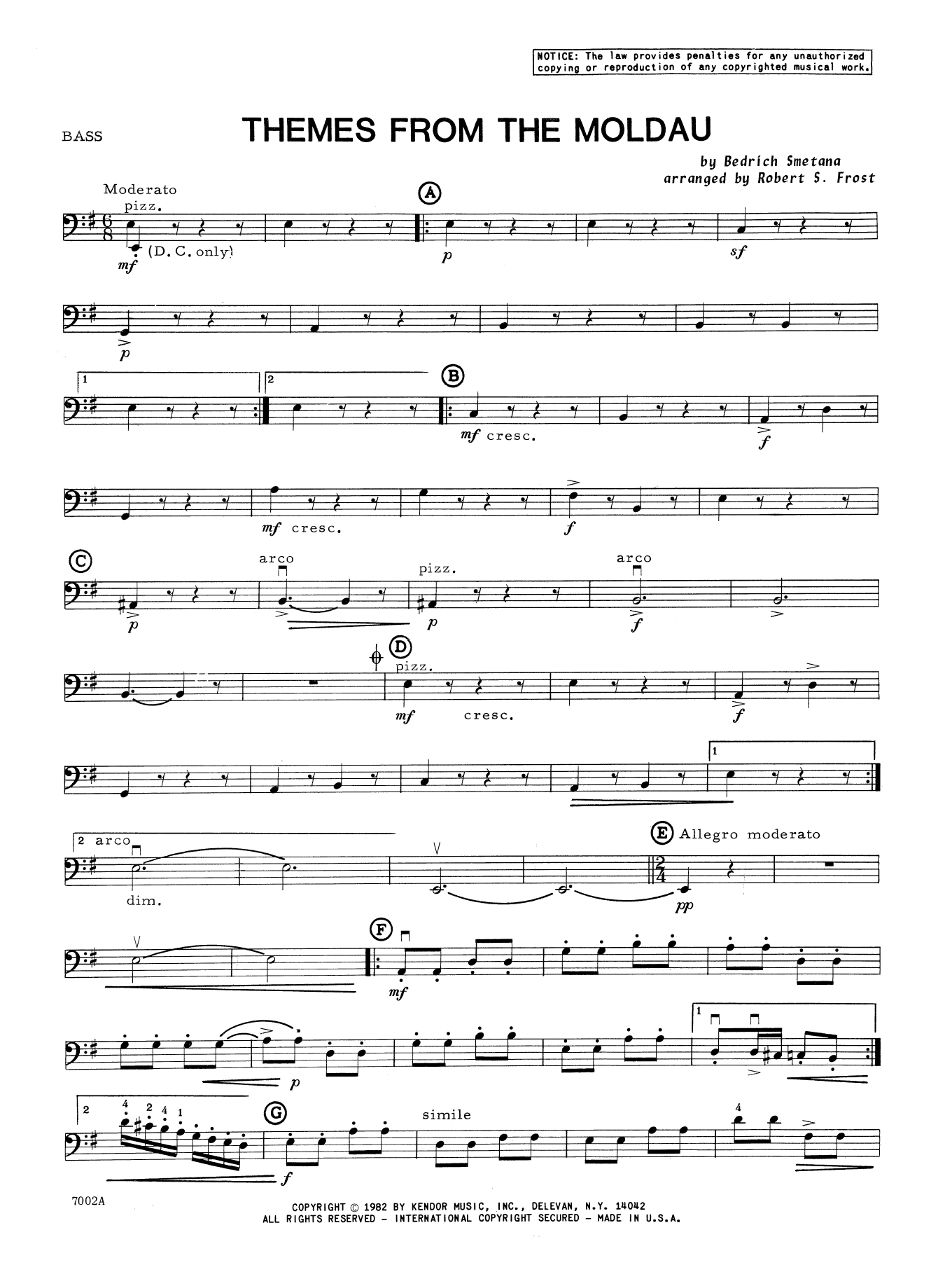 Robert S. Frost - Themes From The Moldau - Bass at Stanton's Sheet Music