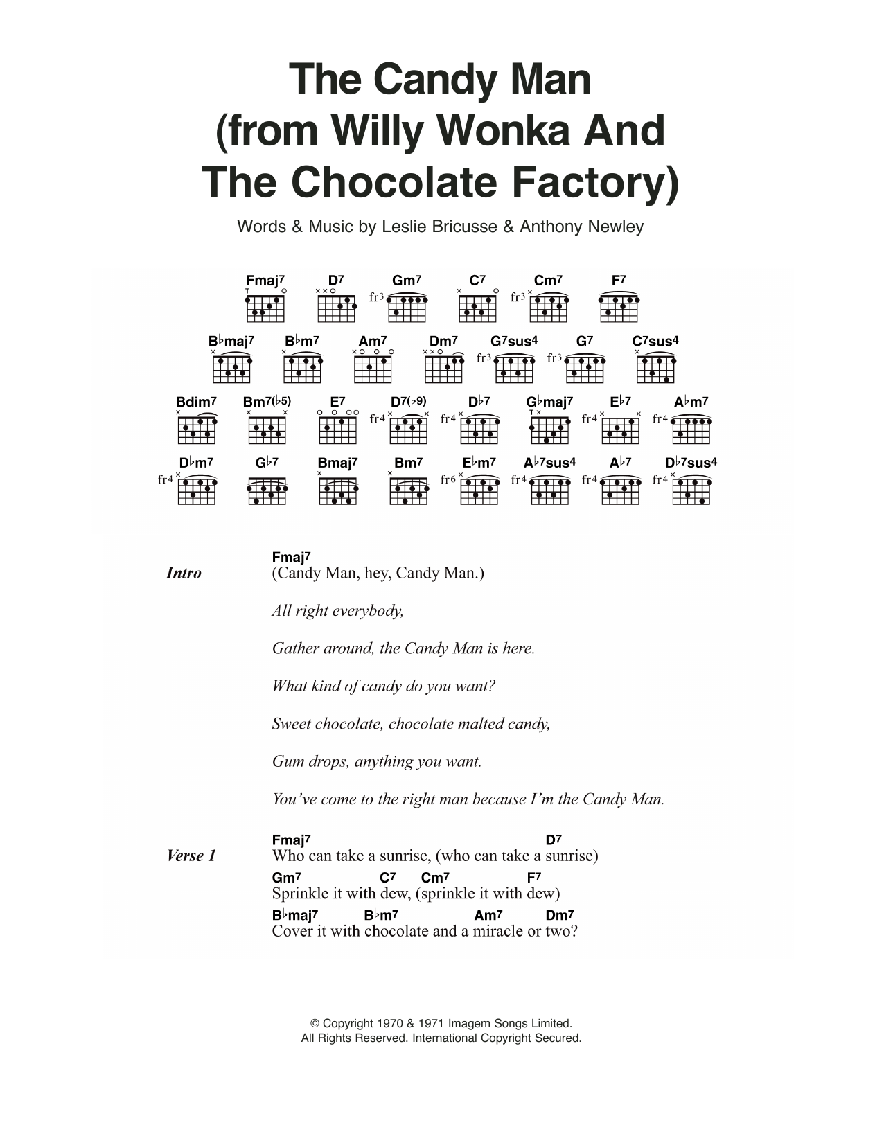 The Candy Man from Willy Wonka And The Chocolate Factory Sheet Music The Candy Man from Willy Wonka And The Chocolate Factory Sheet Music