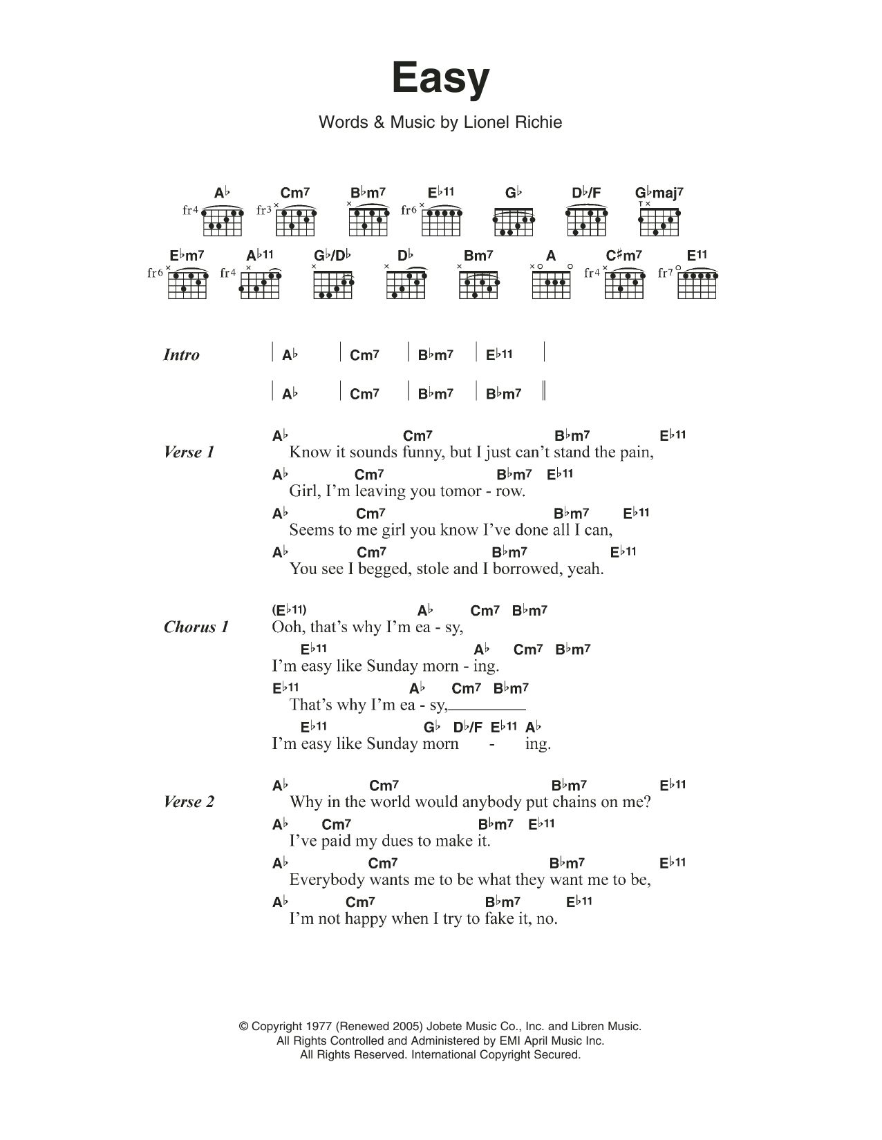 Easy Sheet Music Commodores Guitar Chords Lyrics Easy Sheet Music Commodores Guitar Chords Lyrics