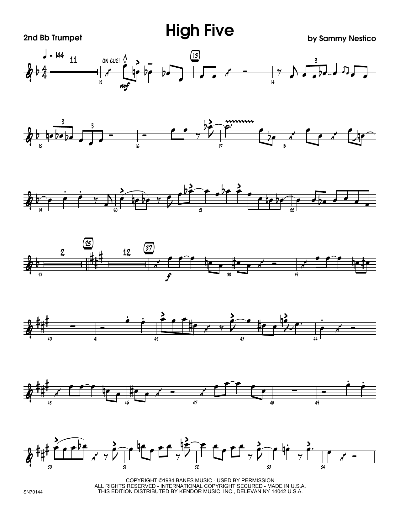 High Five - 2nd Bb Trumpet Sheet Music | Sammy Nestico | Jazz Ensemble