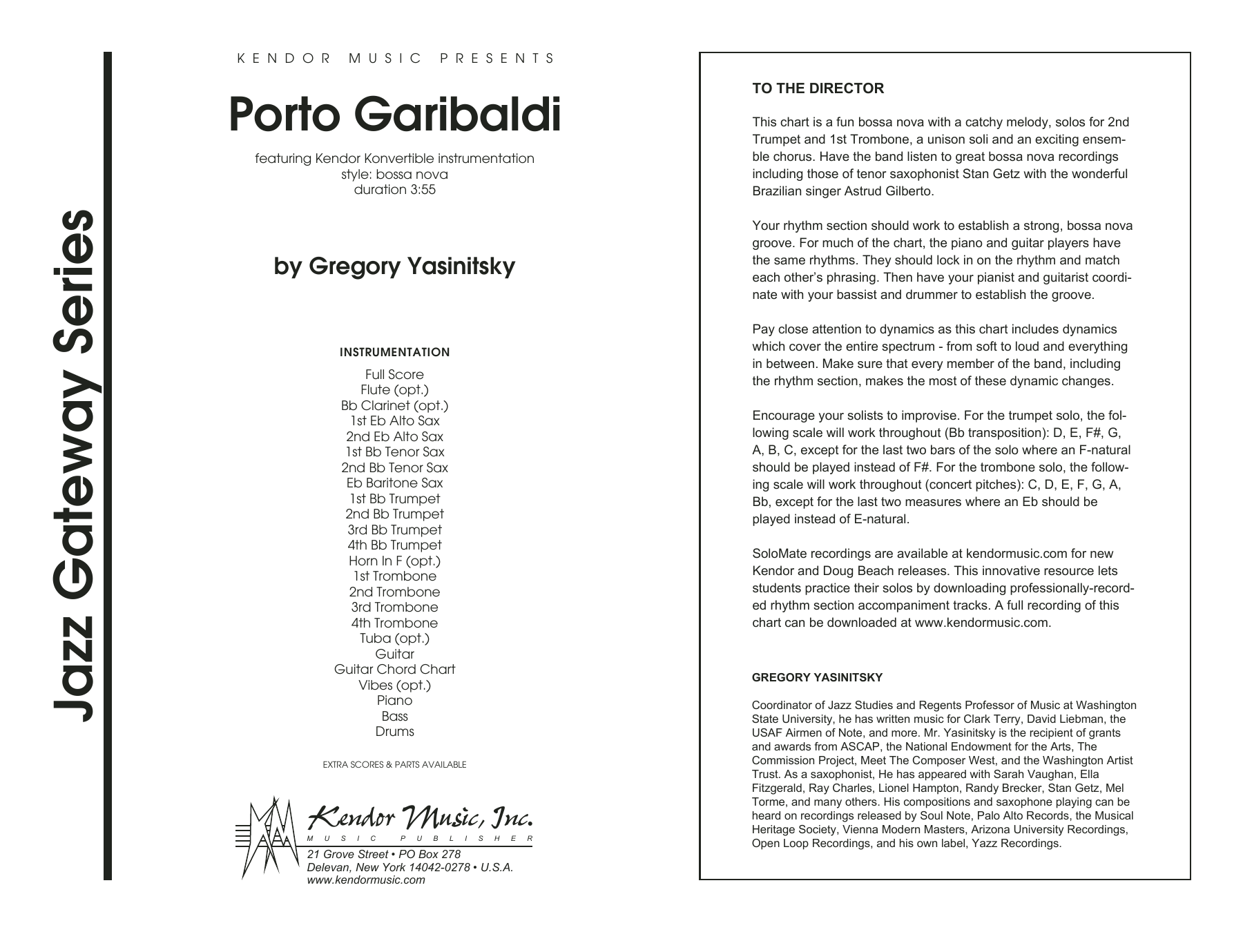 Porto Garibaldi - Full Score Sheet Music | Gregory Yasinitsky | Jazz ...