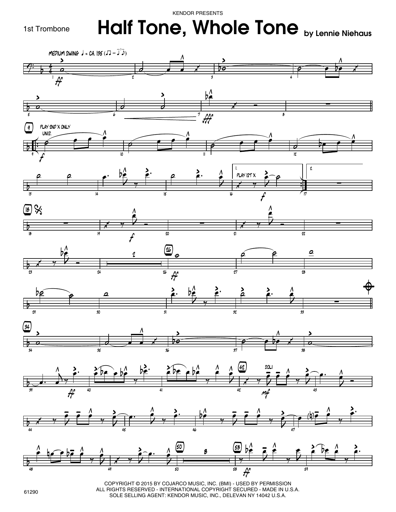 Half Tone, Whole Tone - 1st Trombone Sheet Music | Lennie Niehaus ...