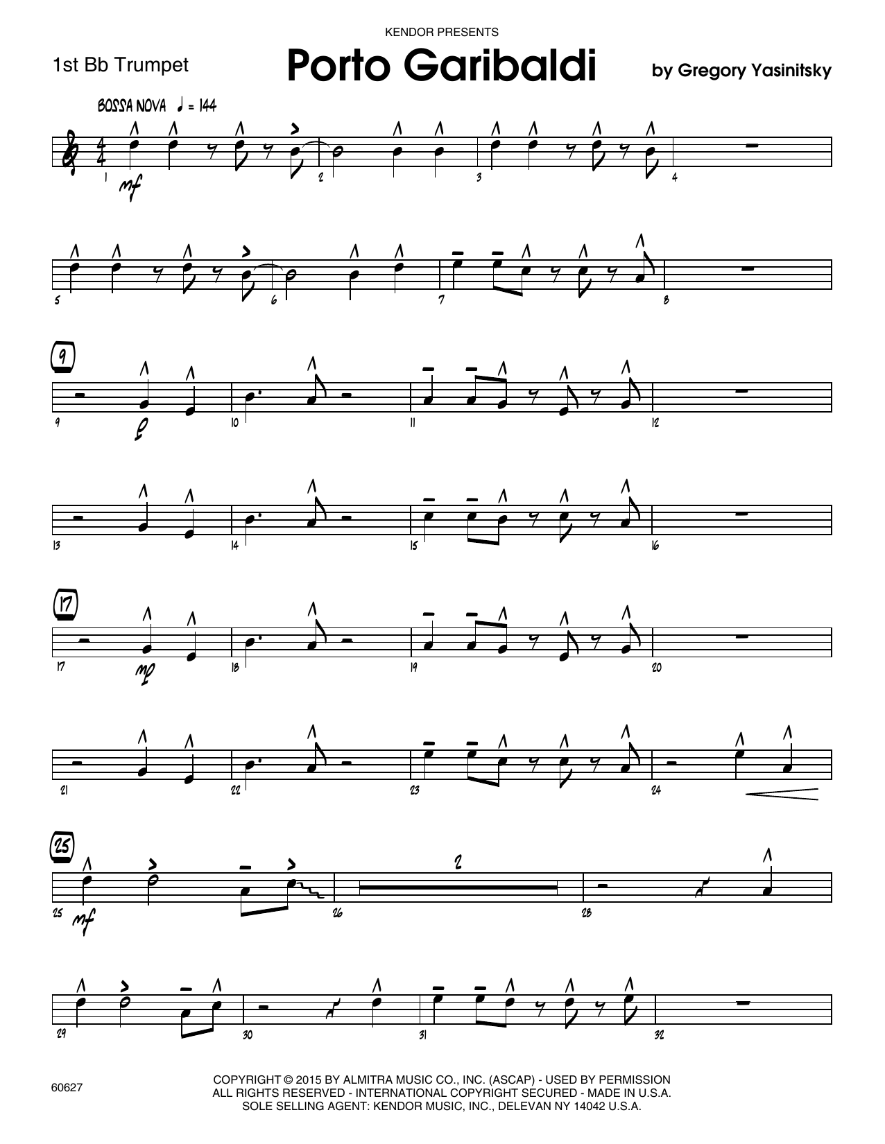 Porto Garibaldi - 1st Bb Trumpet Sheet Music | Gregory Yasinitsky ...