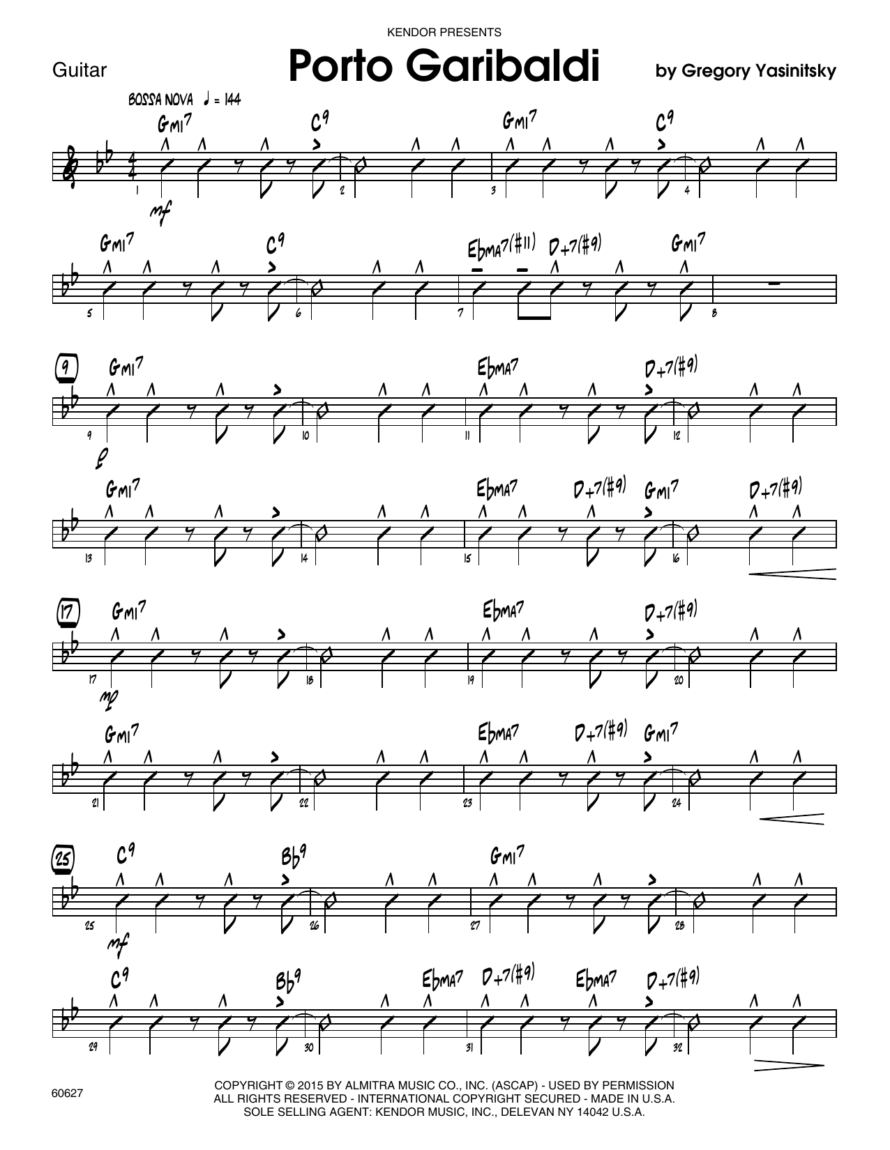 Porto Garibaldi - Guitar Sheet Music | Gregory Yasinitsky | Jazz Ensemble