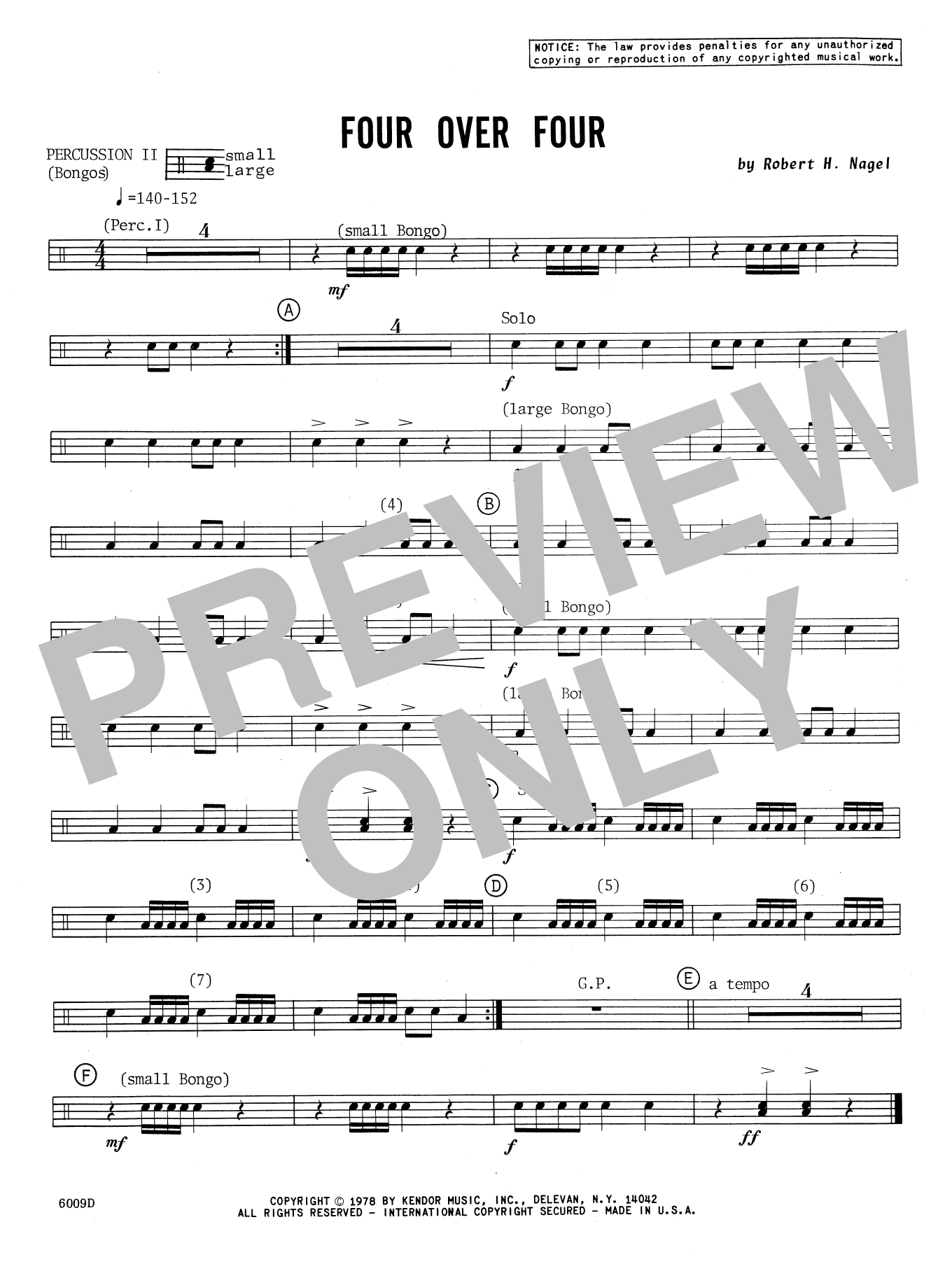 Four Over Four - Percussion 2 Sheet Music | Robert H. Nagel ...