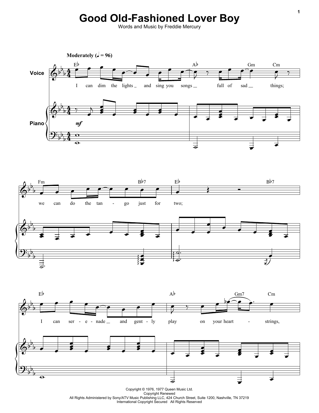 Good Old Fashioned Lover Boy Partitions Queen Transcription Pour Good Old Fashioned Lover Boy Partitions Queen Transcription Pour