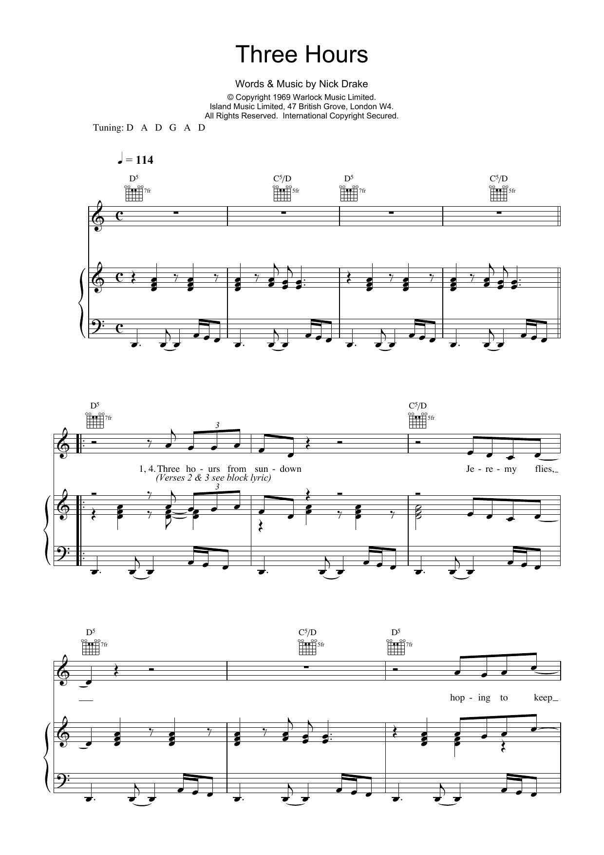 Nick Drake - Three Hours at Stanton's Sheet Music