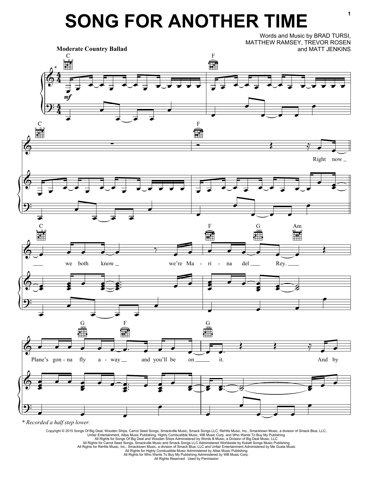 Song For Another Time Sheet Music Old Dominion Piano Vocal Song For Another Time Sheet Music Old Dominion Piano Vocal