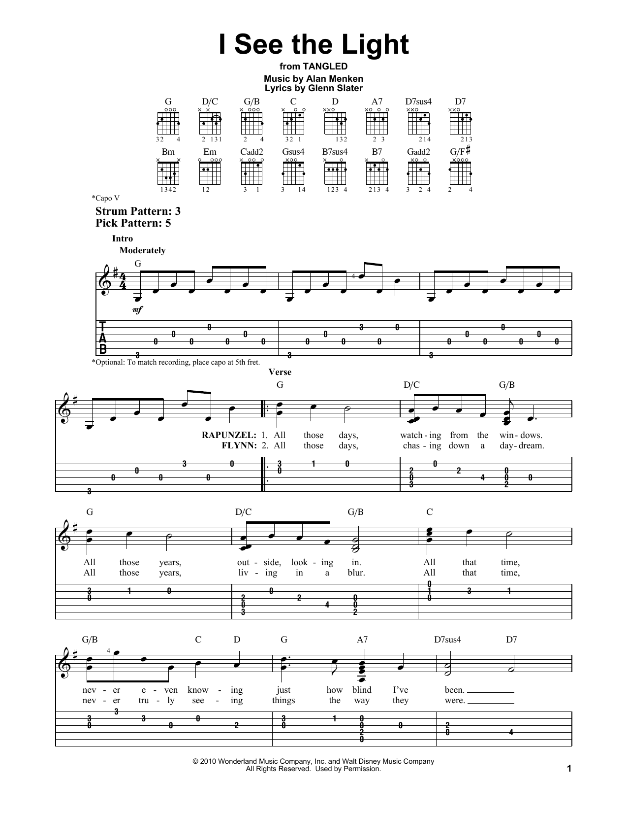 I See The Light from Tangled Por Alan Menken Partituras Para