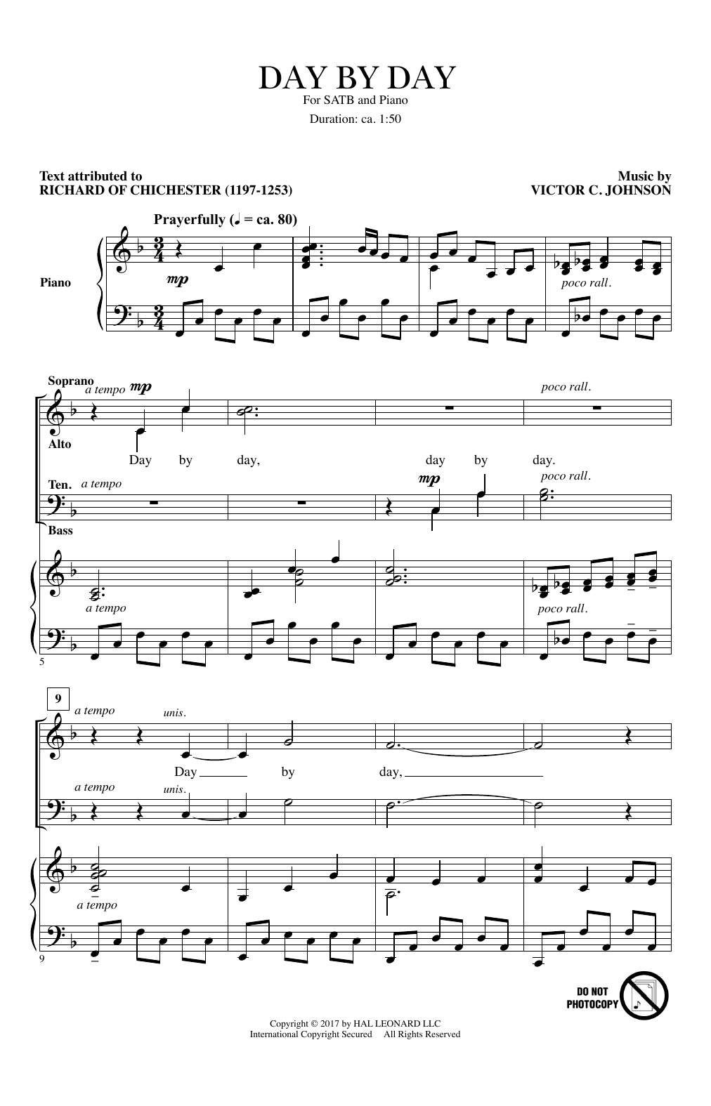 Day By Day Sheet Music Victor C Johnson SATB Choir