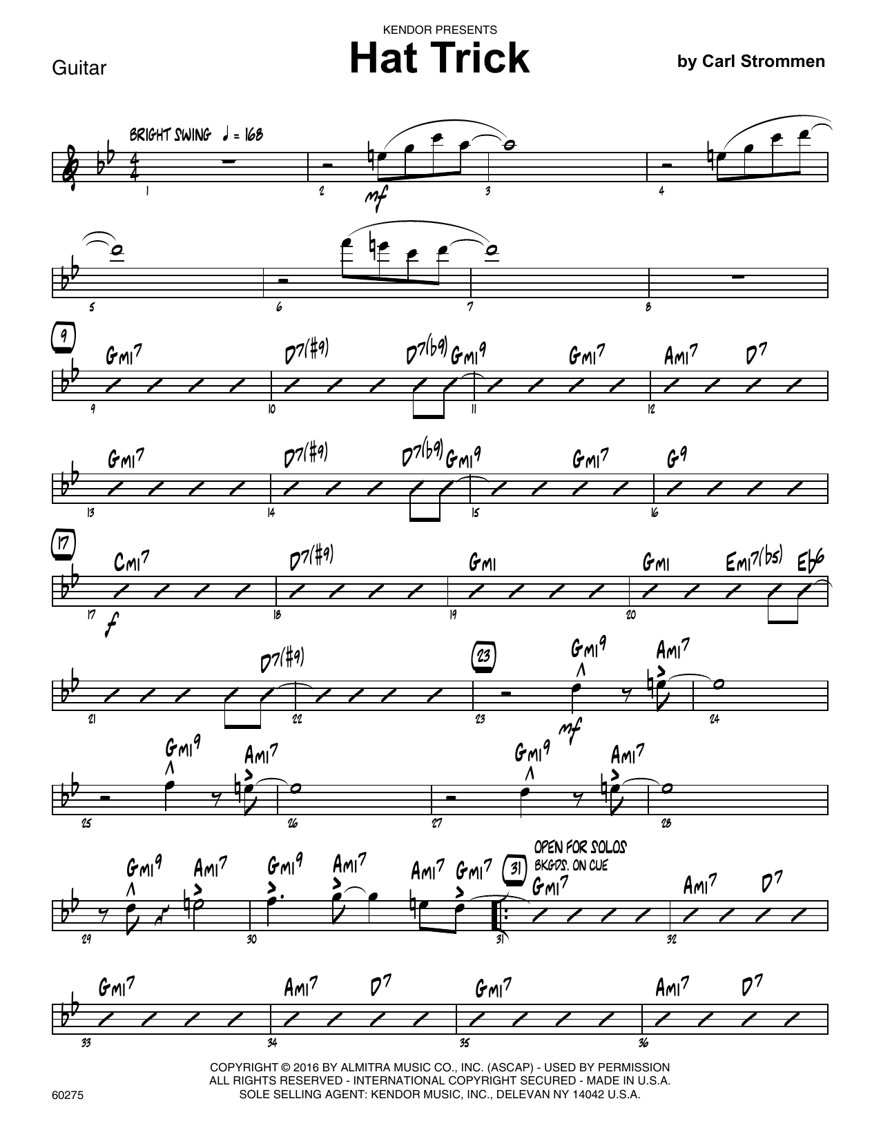 Hat Trick - Guitar Sheet Music | Carl Strommen | Jazz Ensemble