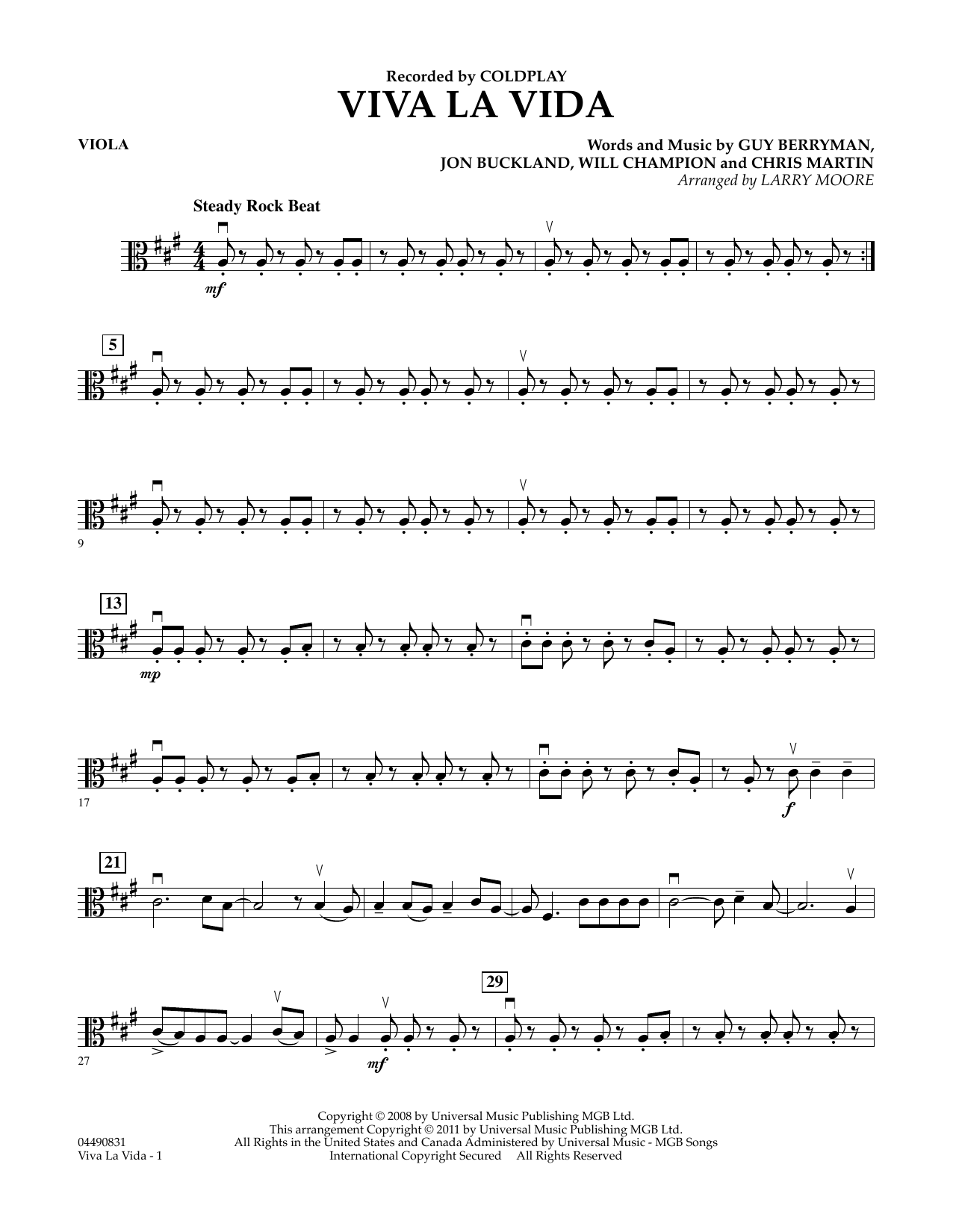 Viva La Vida Viola Sheet Music Larry Moore String Quartet Viva La Vida Viola Sheet Music Larry Moore String Quartet